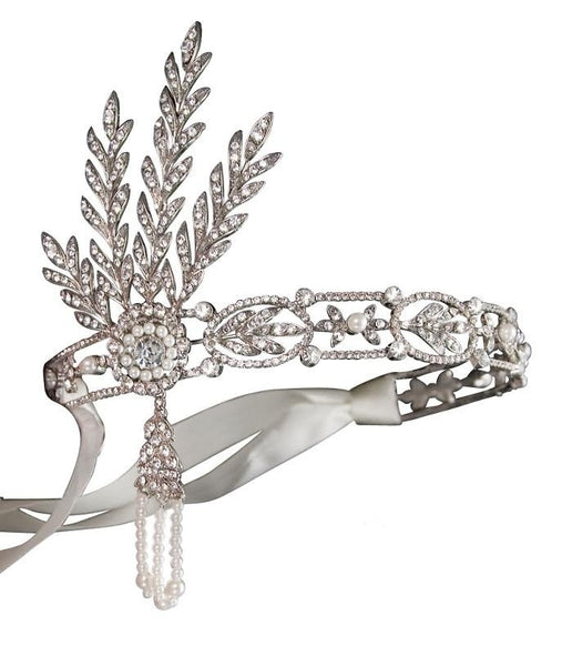 SassB Liza Crystal & Pearl Headdress Tiara – Happy Wedding Day